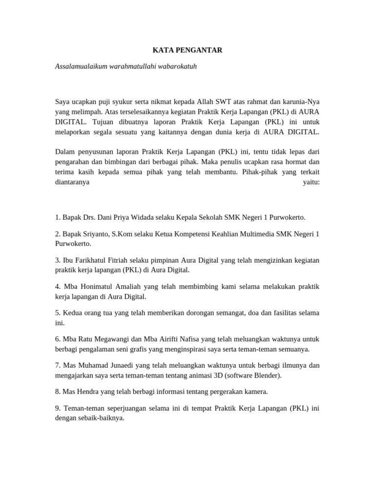 Kata_Pengantar_PKL_Presisi | PDF