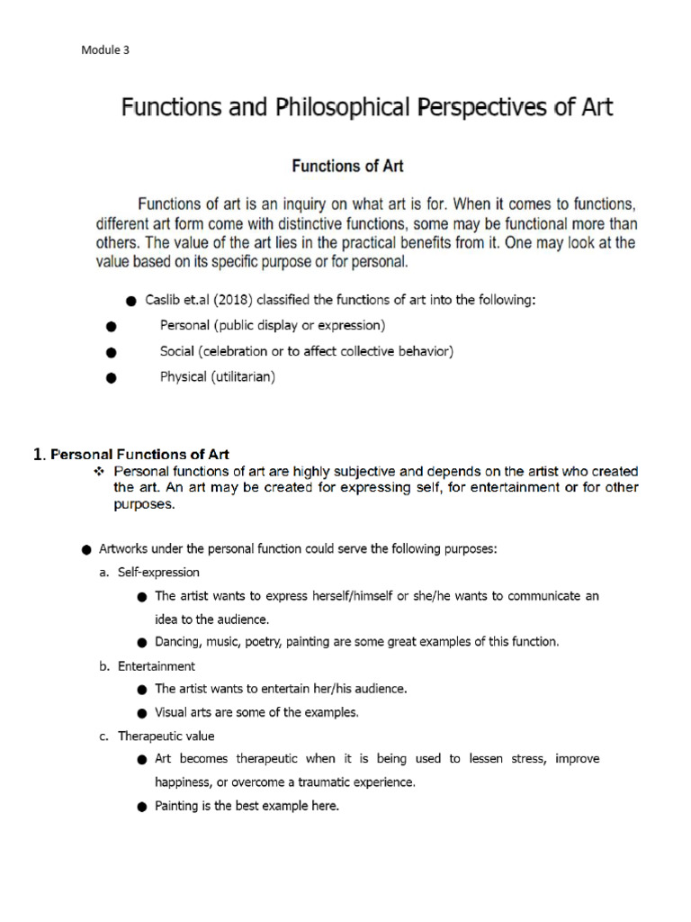 Art Functions and Impact Quiz | PDF