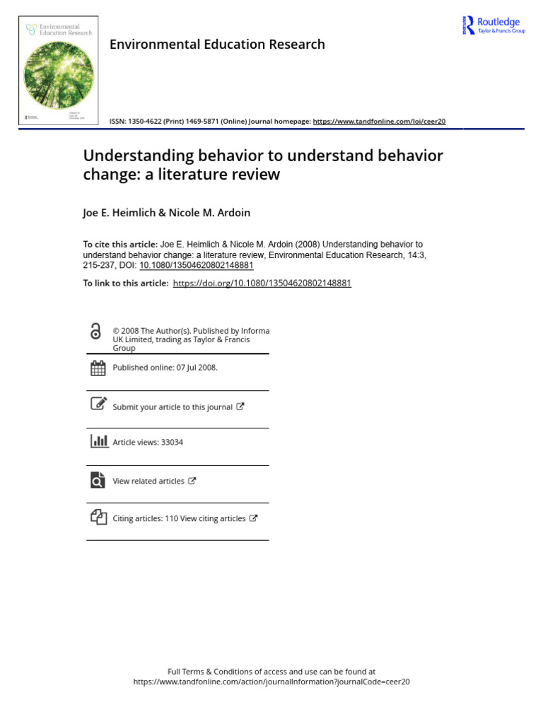 Understanding Behavior To Understand Behavior Change A Literature ...