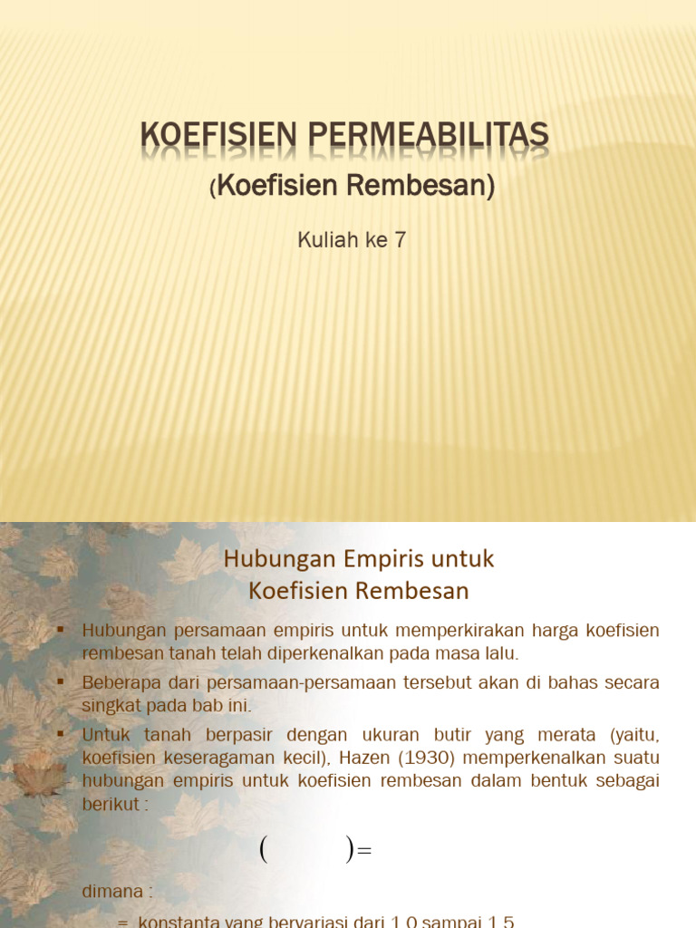 Koefisien Rembesan Tanah dan Rumusnya | PDF