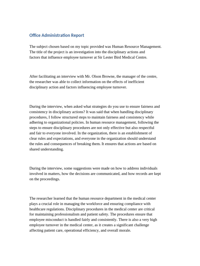 Office Administration Report | PDF