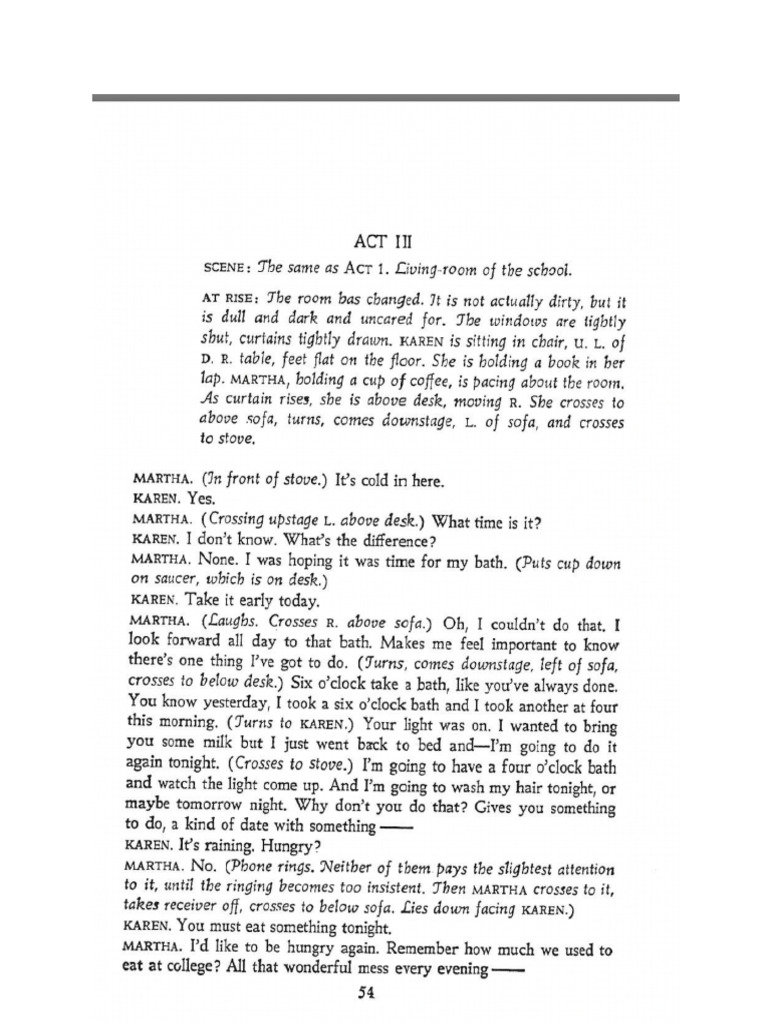 The Children's Hour Script Cutting (Women in Theater) | PDF