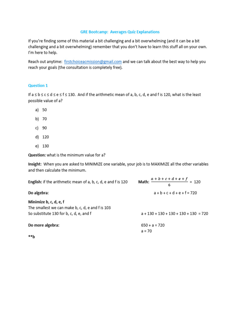 Averages Quiz Explanations | PDF | Mean | Pound (Mass)
