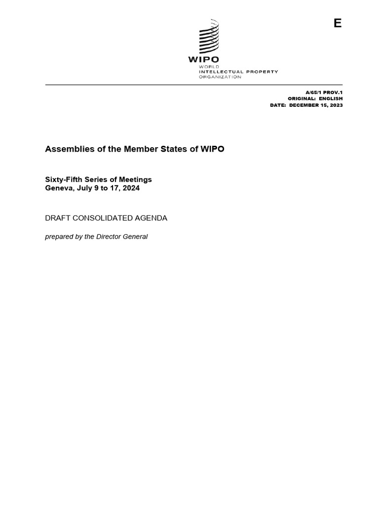 Chương trình dự kiến ĐHĐ WIPO | PDF | World Intellectual Property ...