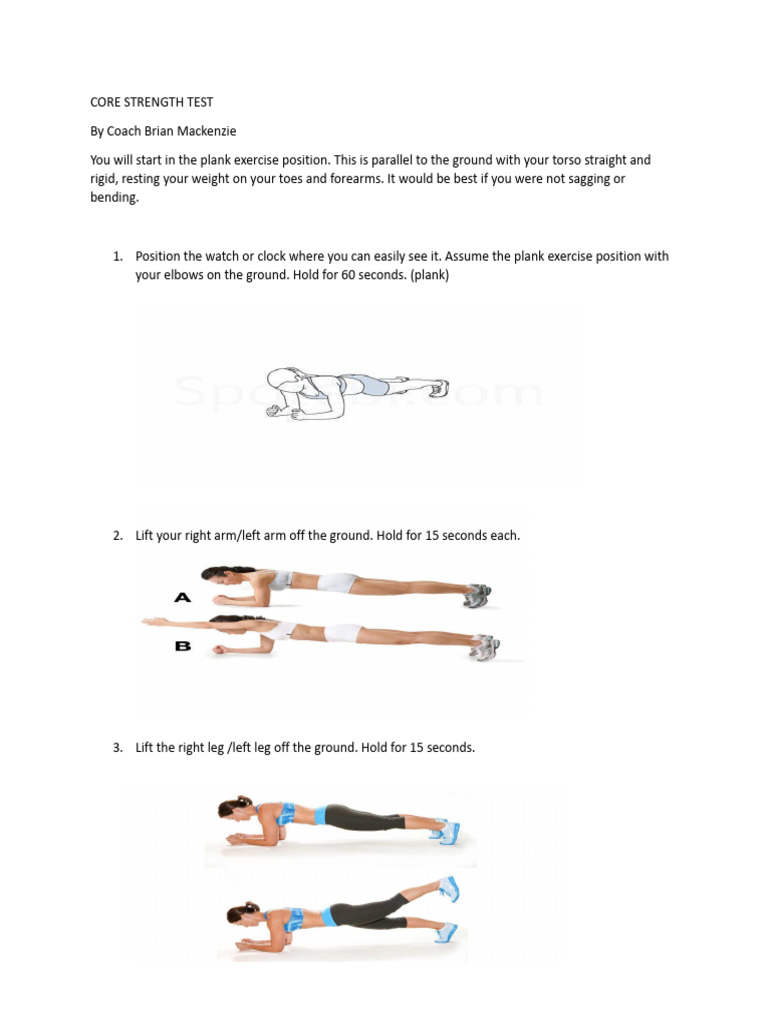 Core Strength Testing Guide | PDF | Anatomical Terms Of Motion ...
