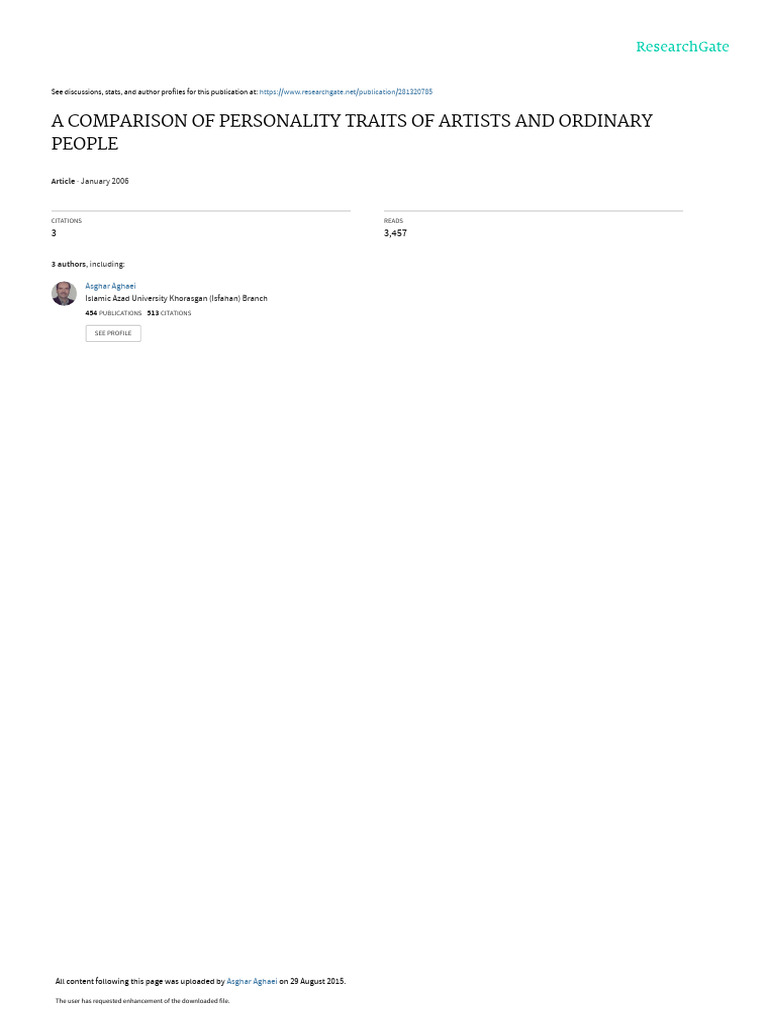 Artist vs. Ordinary Personality Traits | PDF