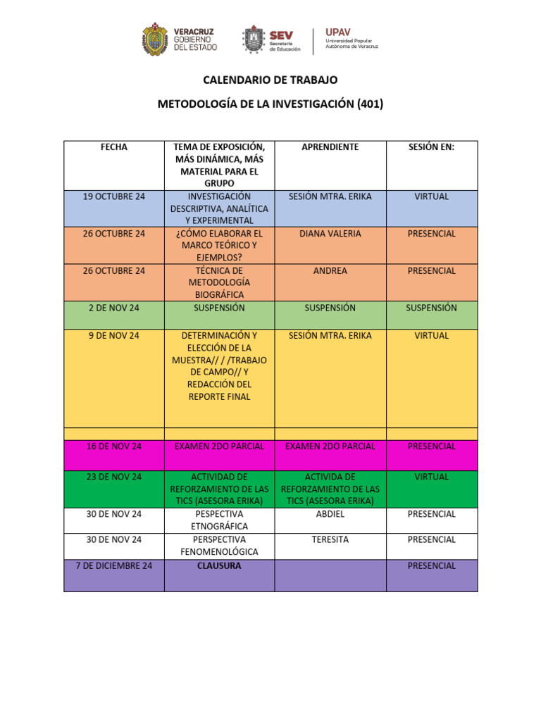 Calendario de Trabajo-1 | PDF
