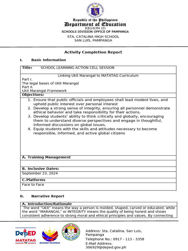 Acr Matatag Curriculum | PDF | Integrity | Curriculum