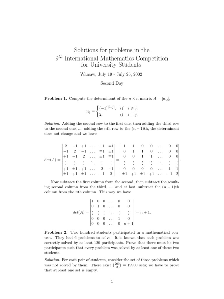 Solutions For Problems in The 9 International Mathematics Competition ...