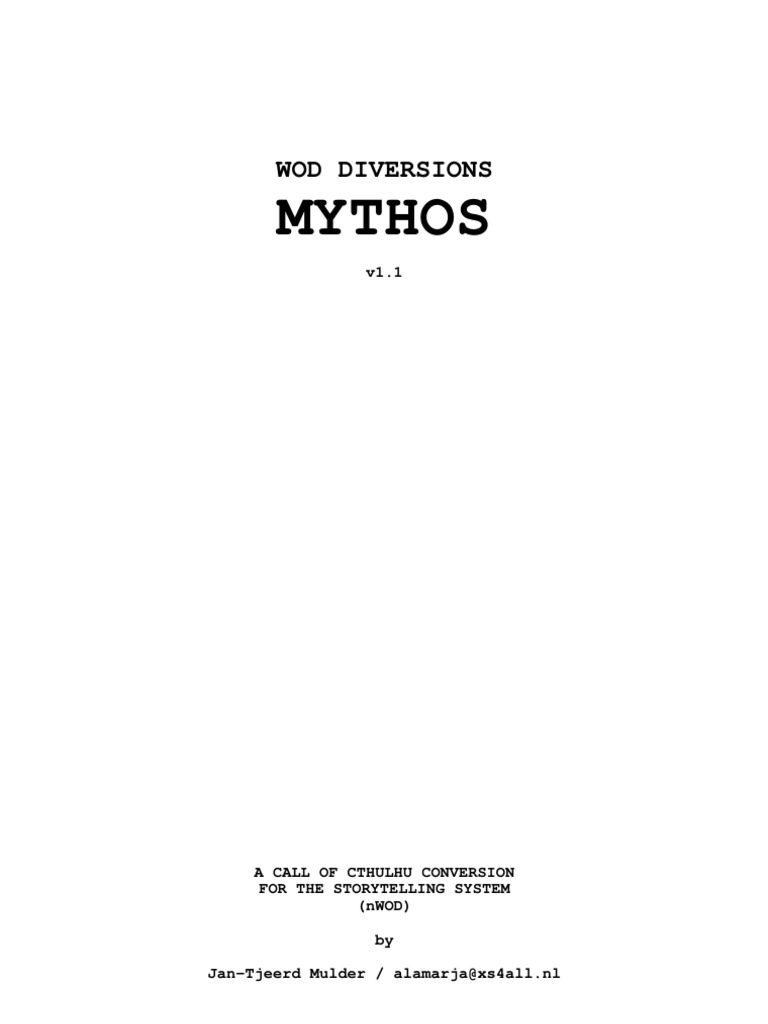 Nwod Mythos | PDF | Magic (Paranormal) | Religion And Belief