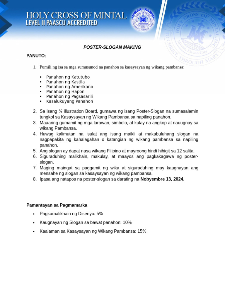 Panuto Sa Poster Slogan | PDF