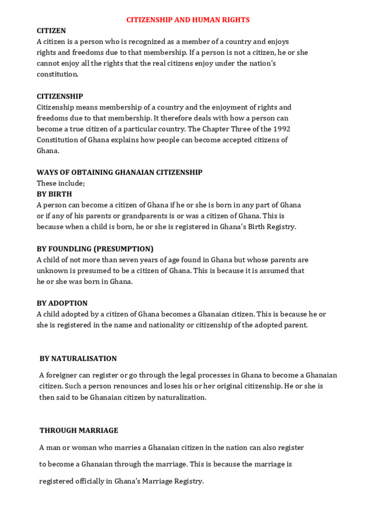 Ghanaian Citizenship and Human Rights | PDF | Citizenship | Naturalization