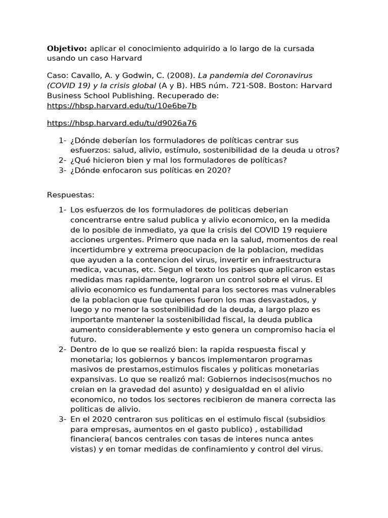 Caso Harvard Entrega 2 | PDF