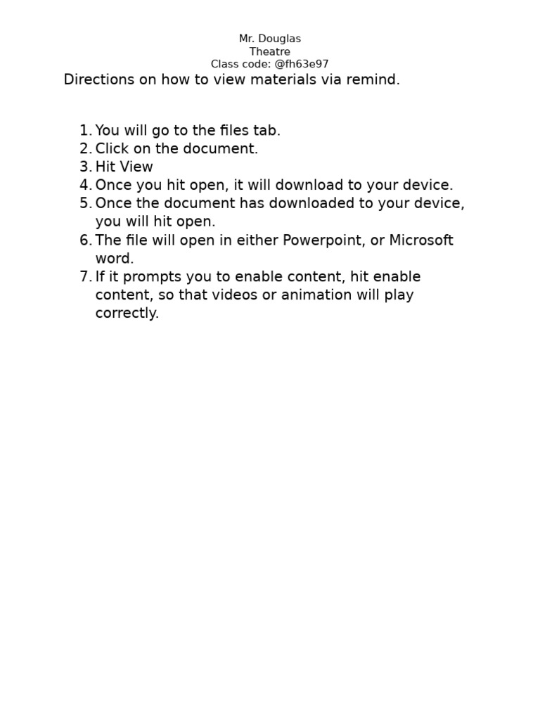 Directions On How To View Materials Via Remind | PDF