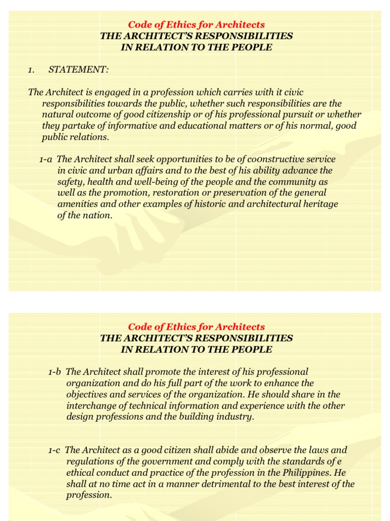 Code of Ethics For Architecture | PDF | Architect | Profession