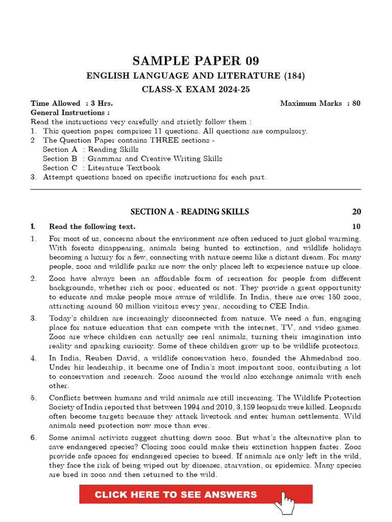 Class X English Language Sample Paper 2024 | PDF | Obesity | Particulates