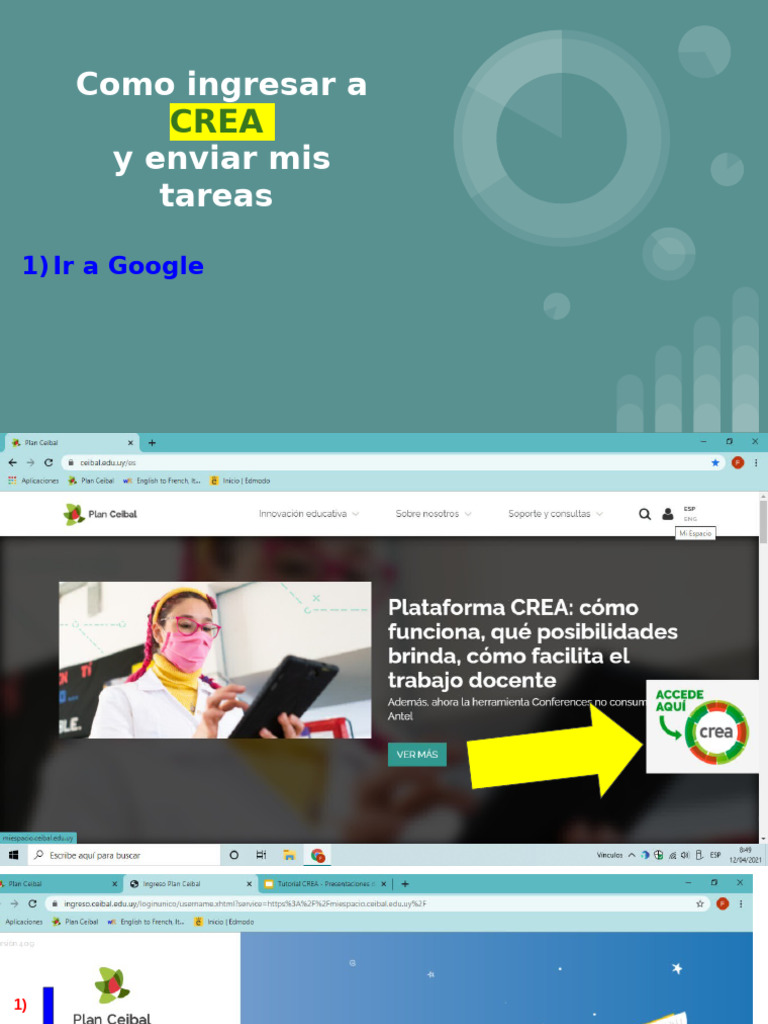 Cómo enviar tareas en CREA paso a paso | PDF