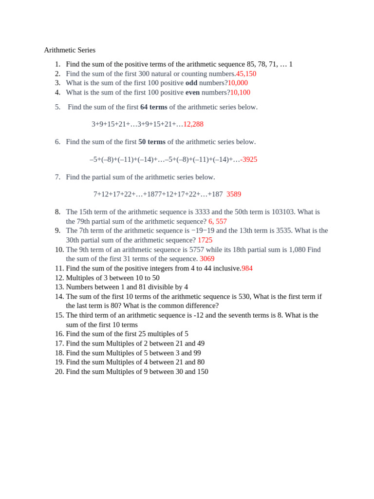 Arithmetic Series | PDF