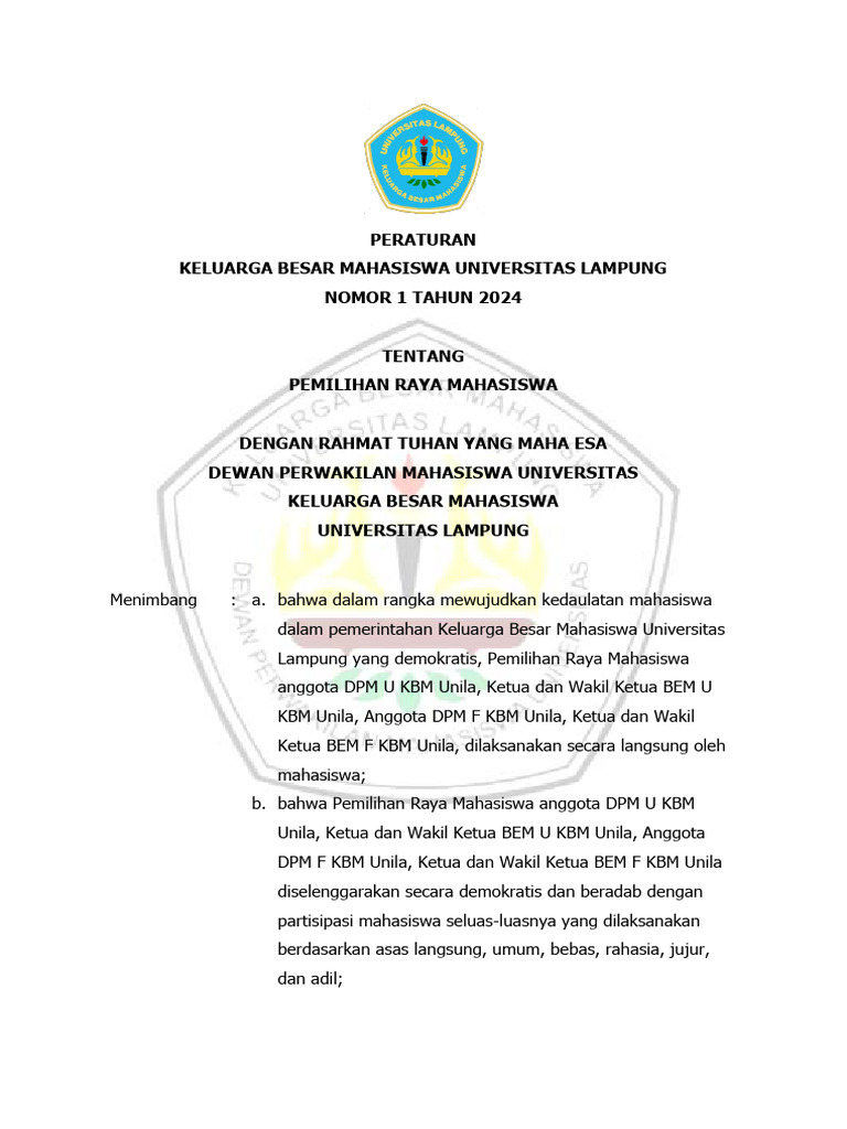 Revisi PKBMU 1_Pemira 2024 sdt | PDF