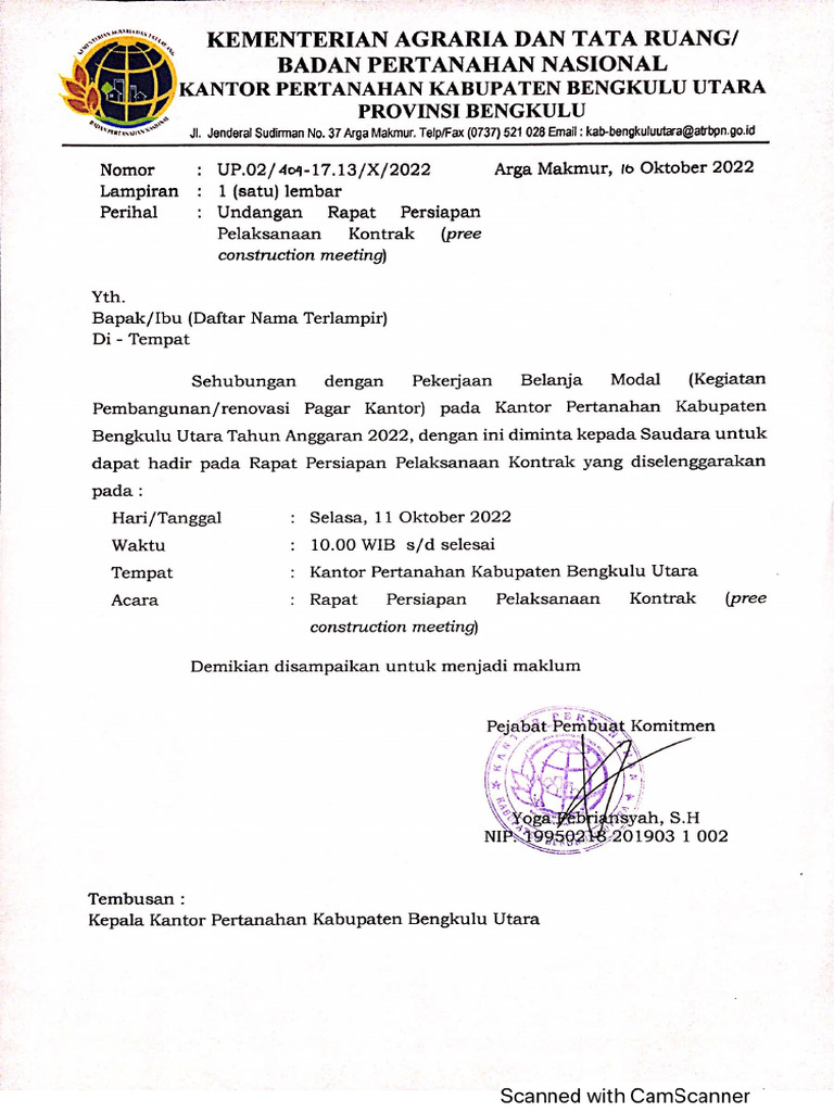 Undangan Rapat Persiapan Pelaksanaan Kon (1) | PDF