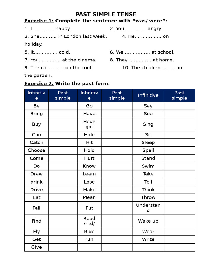 .Unit 20 PAST SIMPLE TENSE | PDF