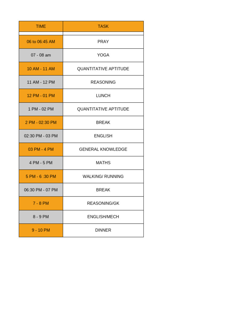 Timetable For Daily Use | PDF