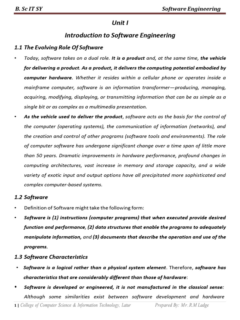Software Engineering Unit 1 | PDF | Software | Artificial Intelligence