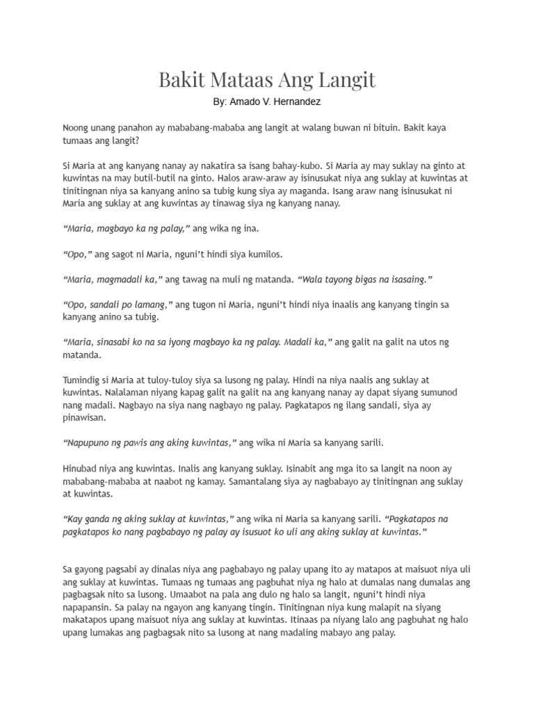 Bakit Mataas Ang Langit | PDF