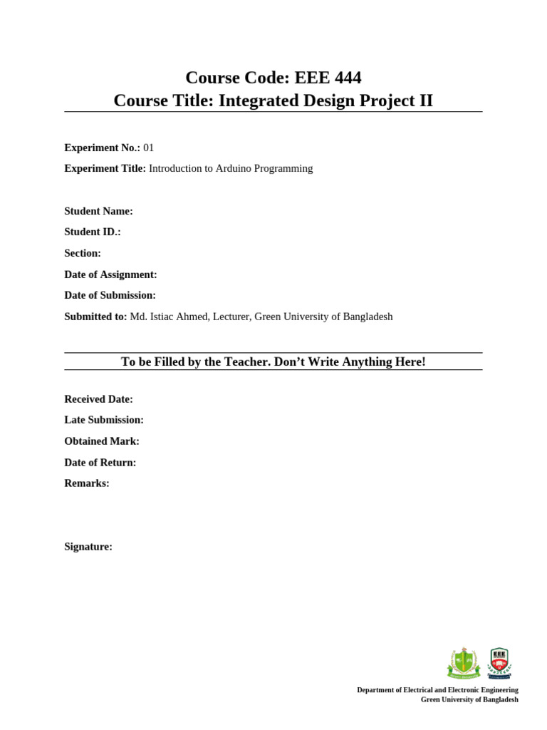 Lab Report Template Wo Rubrics | PDF | Arduino | Microsoft Word