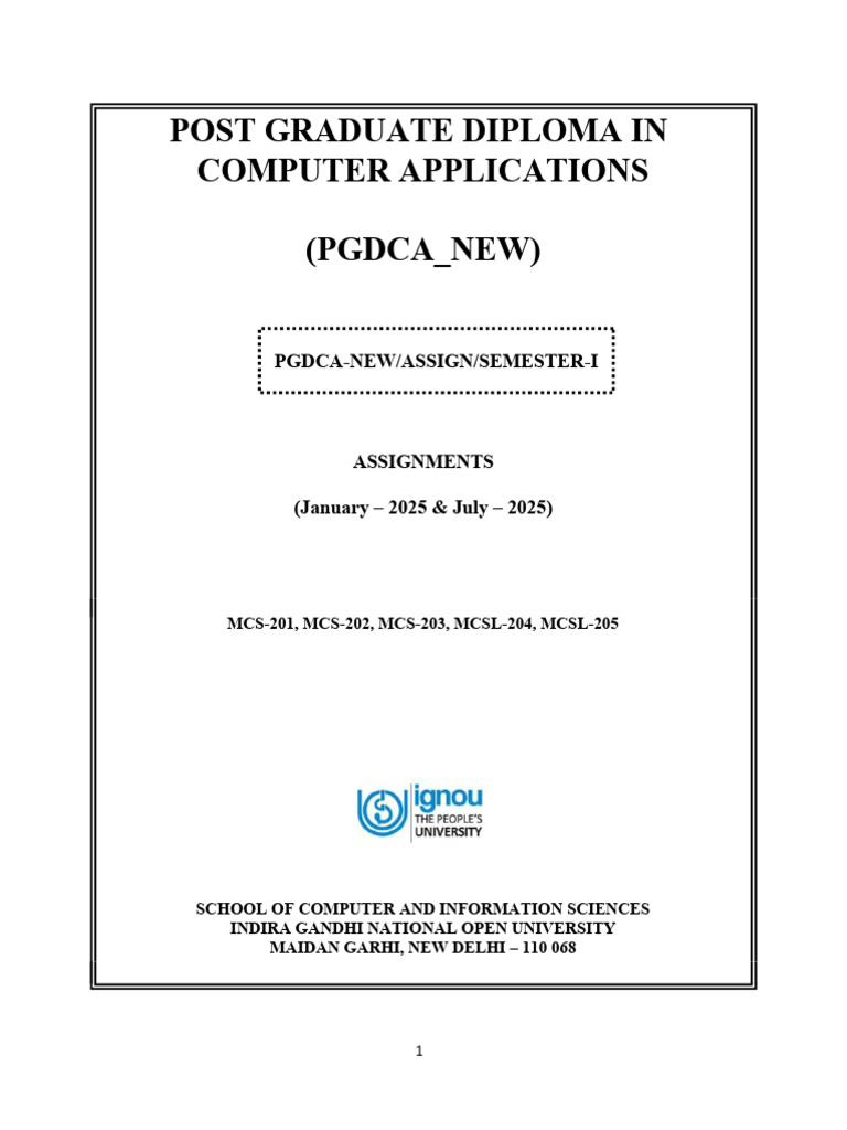 PGDCA - NEW - 1st Semester - 2025 | PDF | Cpu Cache | Computer Data Storage