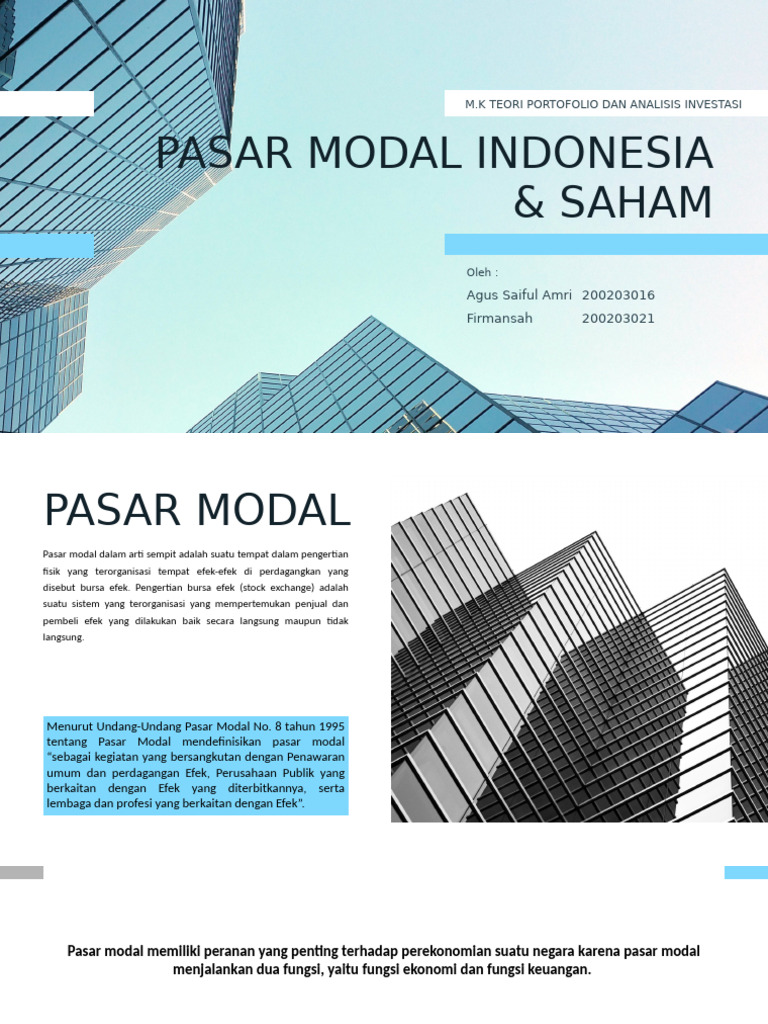 Pasar Modal Indonesia Dan Saham - Agus Saiful Amri - Firmansah | PDF