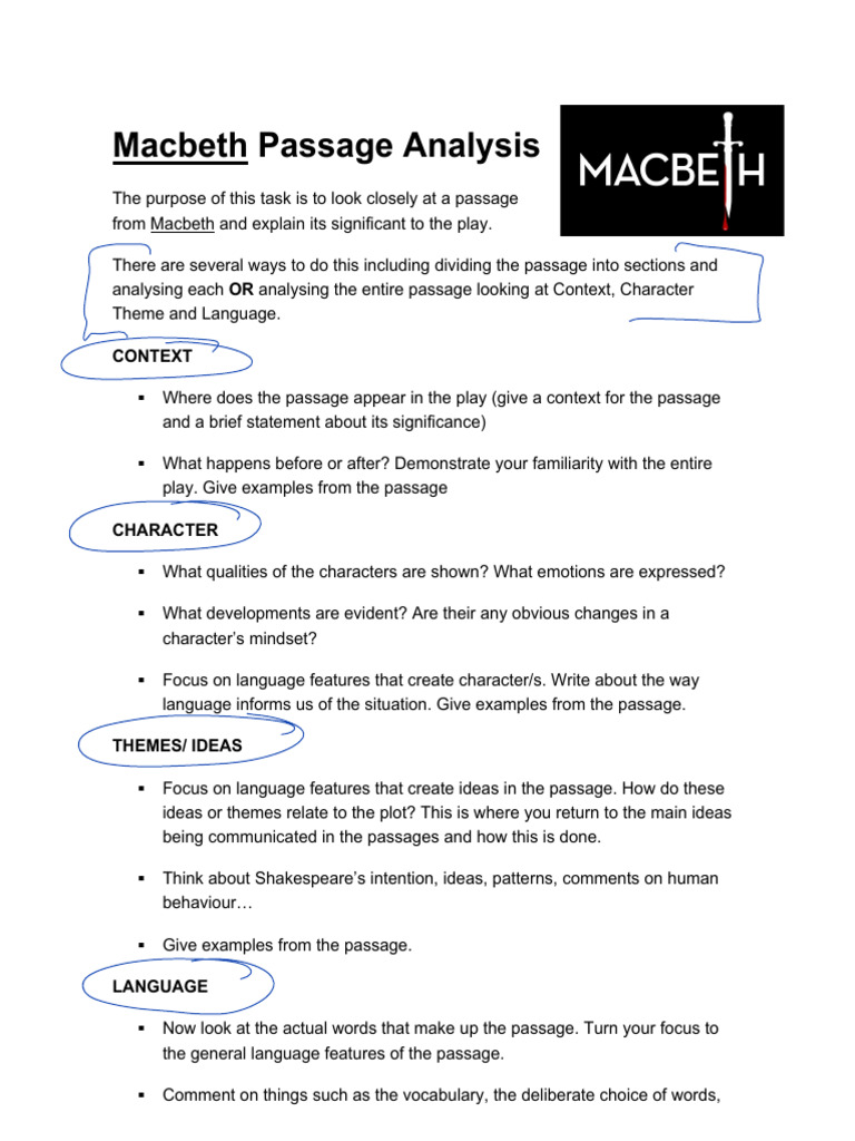 2017 Macbeth Passages 10D2 | PDF | Macbeth | Part Of Speech