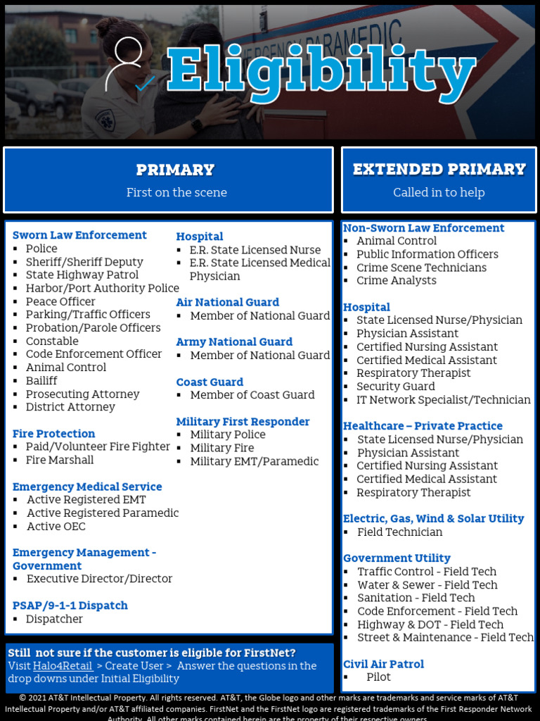Firstnet Eligibility Sheet | PDF | Emergency Medical Technician | Police