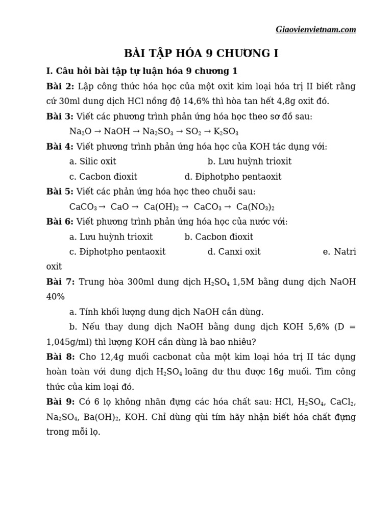 bai-tap-hoa-hoc-lop-9-chuong-1 | PDF