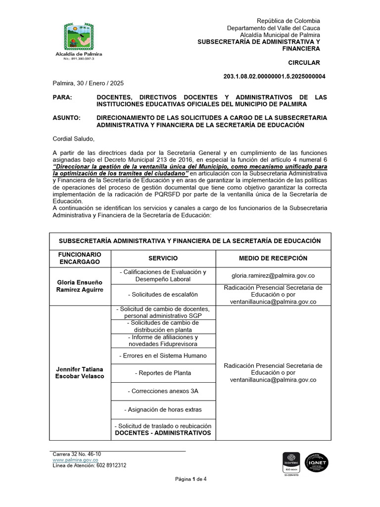 2025 01 30 Circular Direccionamiento Ventanilla Unica | PDF