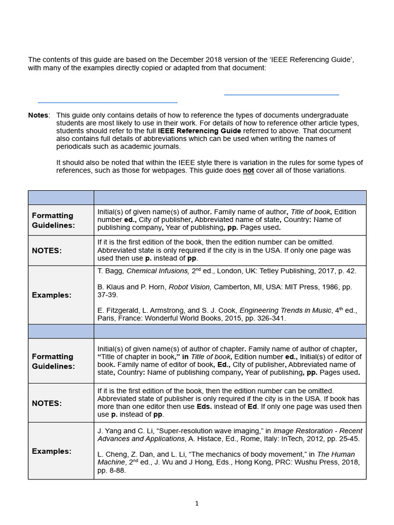 Ieee Referencing Guide For Ececs111 Pdf