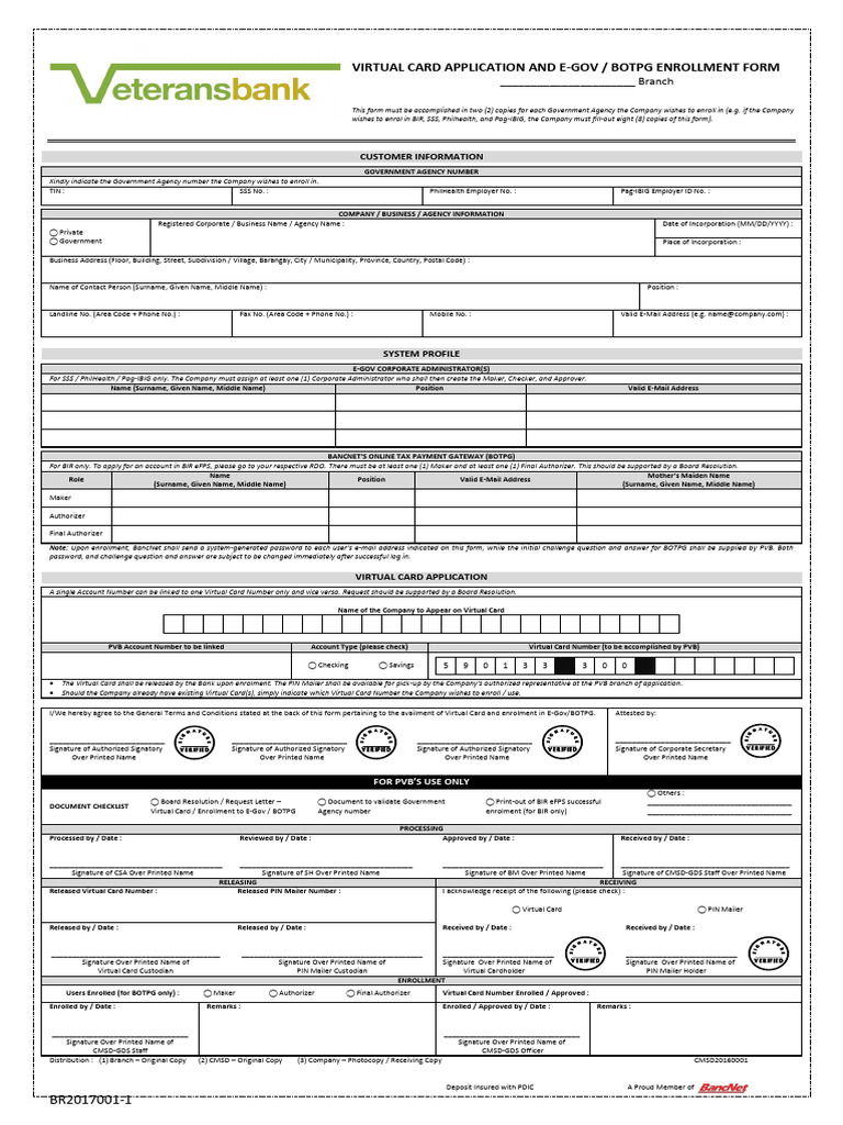 Virtual Card - Application Form Template (1) | PDF | Banks | Debit Card