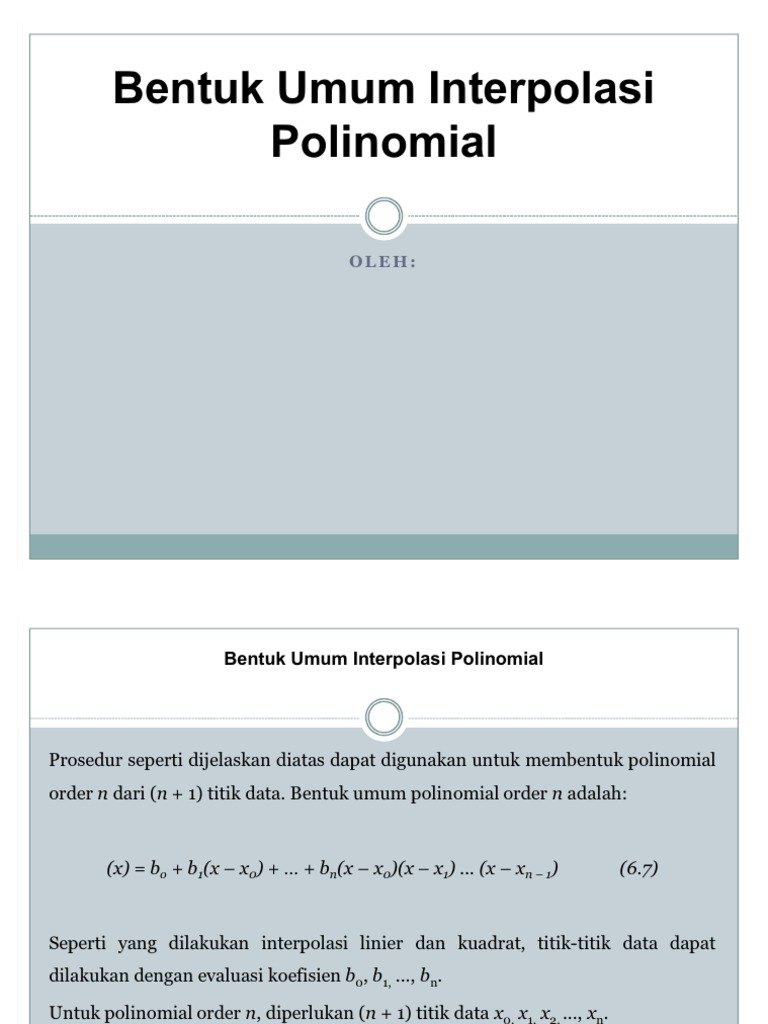 Bentuk Umum Interpolasi Polinomial | PDF