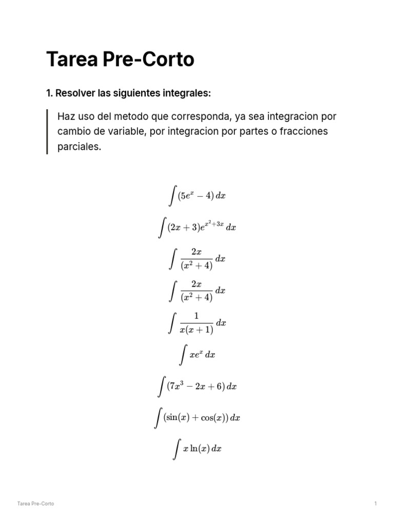 Ejercicios de Integrales: Métodos y Soluciones | PDF | Integral ...