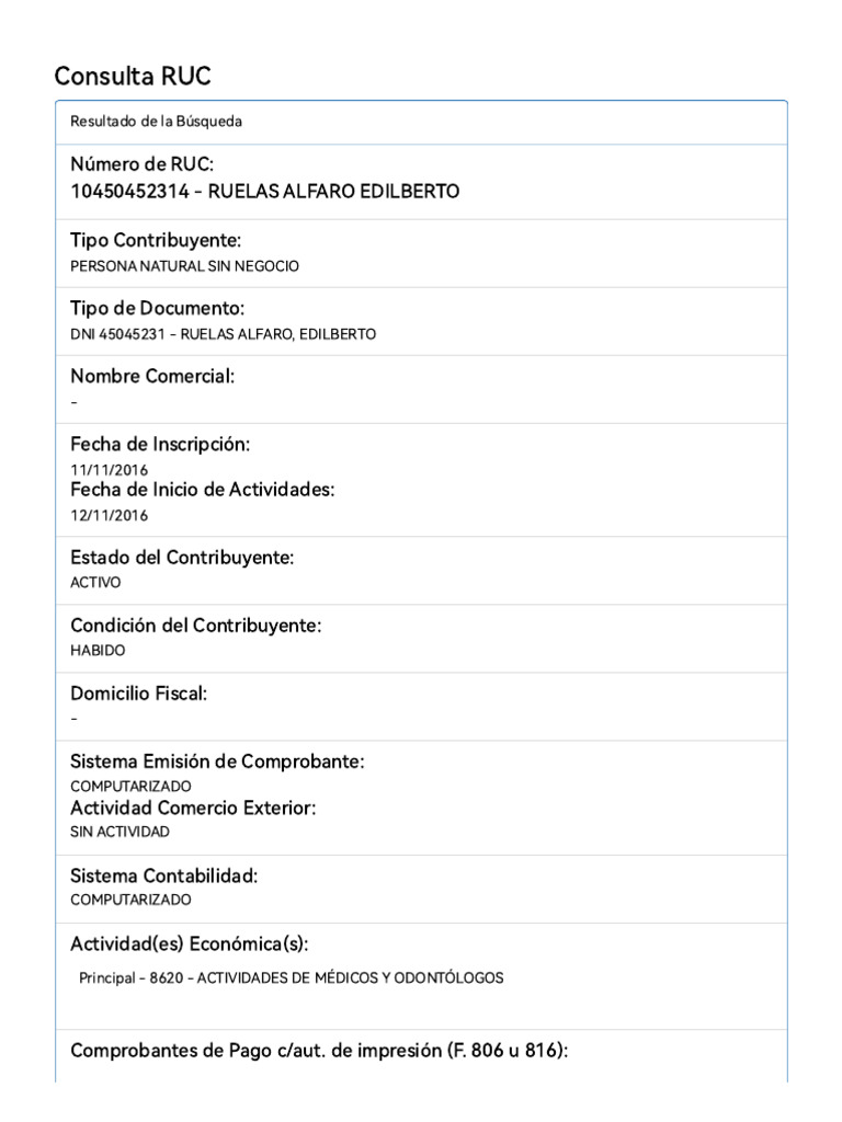 SUNAT - Consulta RUC | PDF