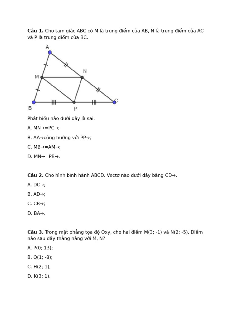 Vector Toán 10 | PDF