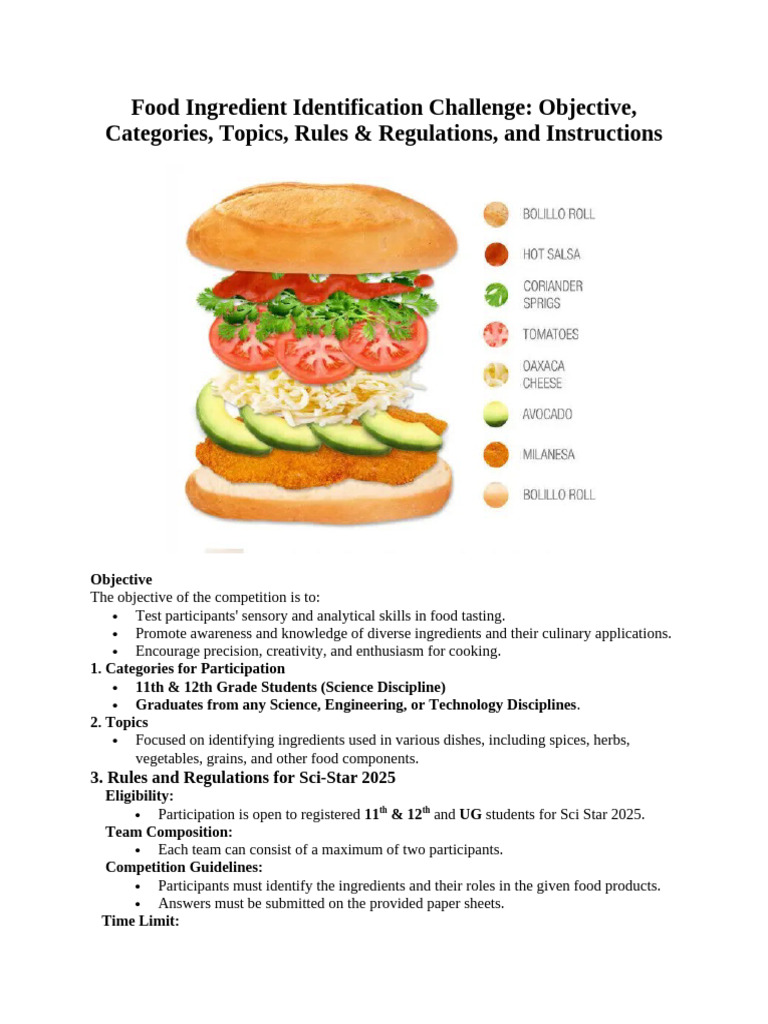 Food Ingredient Identification Challenge 2025 | PDF | Foods