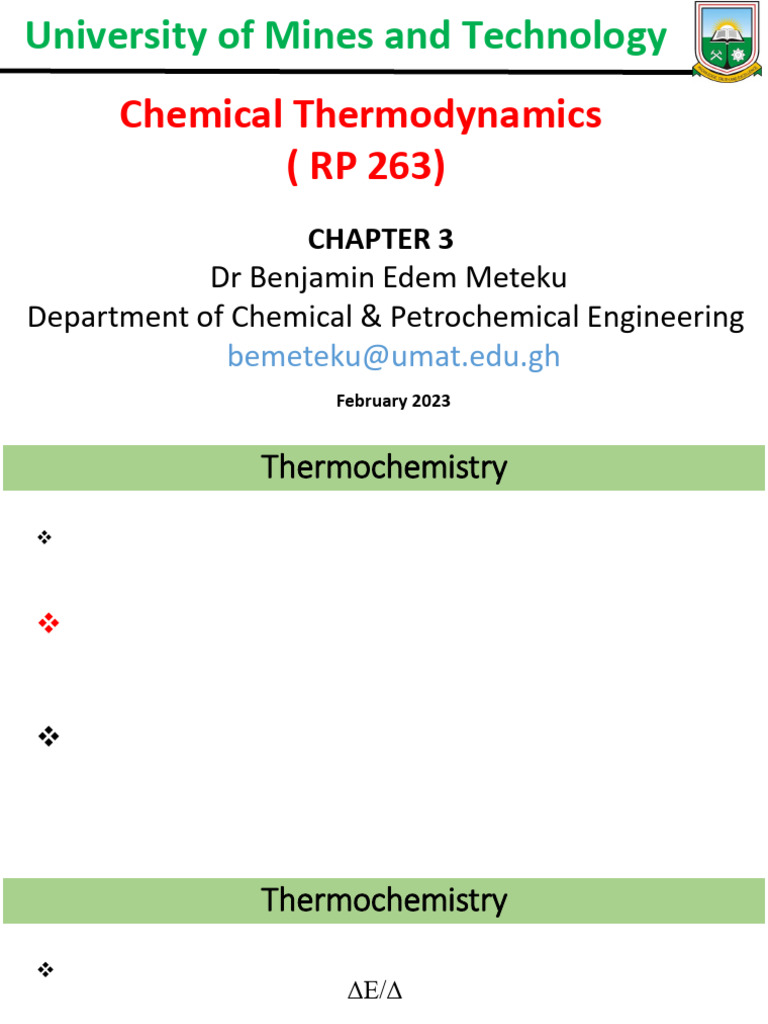 Chemical Thermo - CHAPTER 3 | PDF | Chemical Reactions | Enthalpy