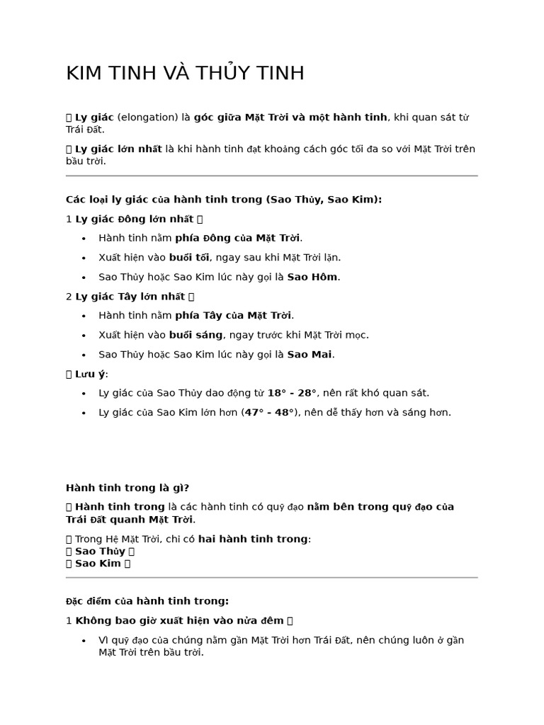 Kim Tinh Và TH y Tinh | PDF