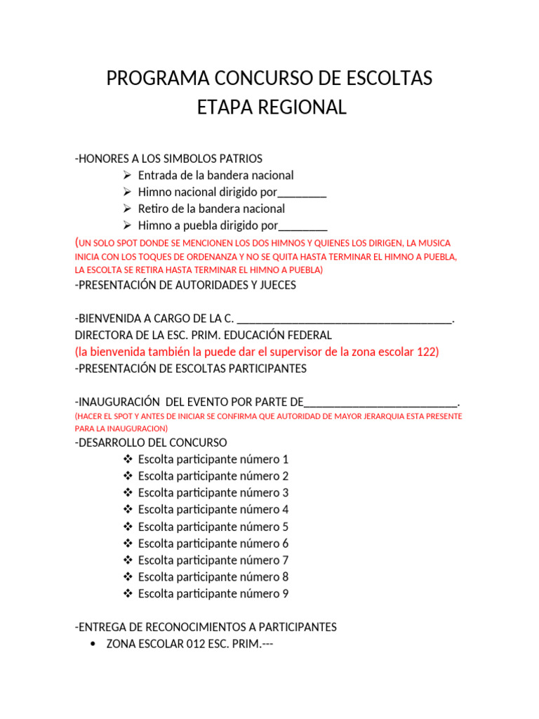 Programa Concurso de Escoltas | PDF