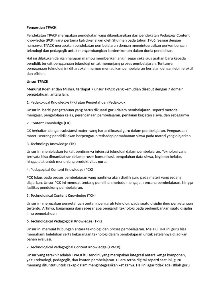 Pengertian TPACK | PDF