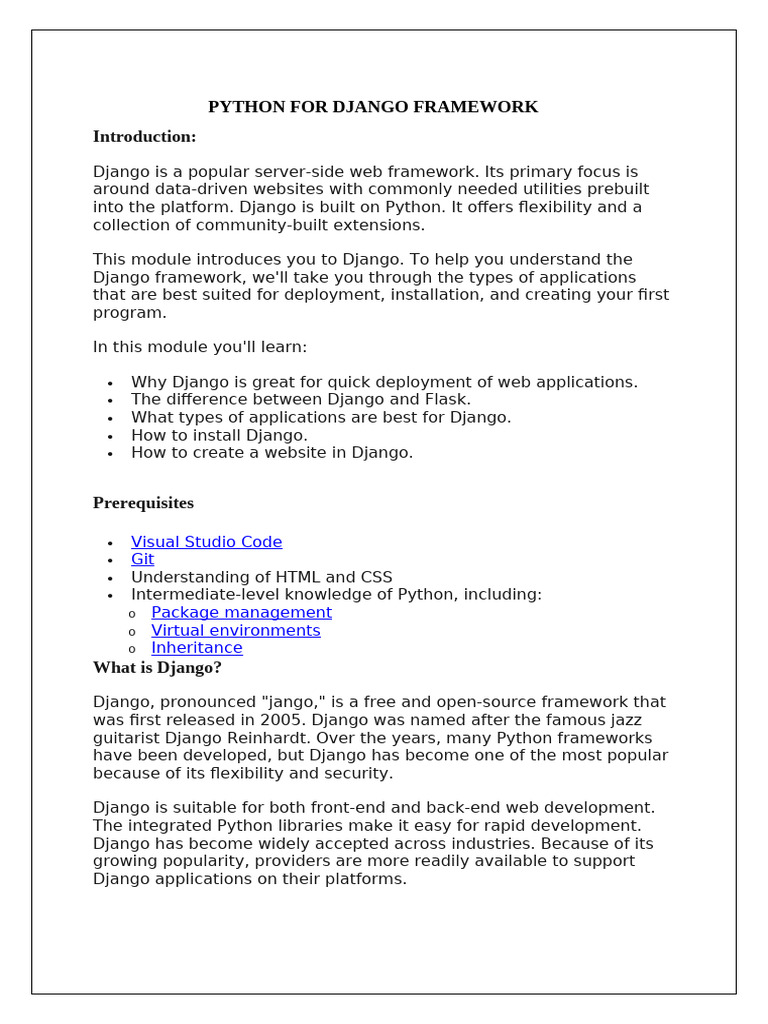 PYTHON FOR DJANGO FRAMEWORK | PDF | Databases | Data Type