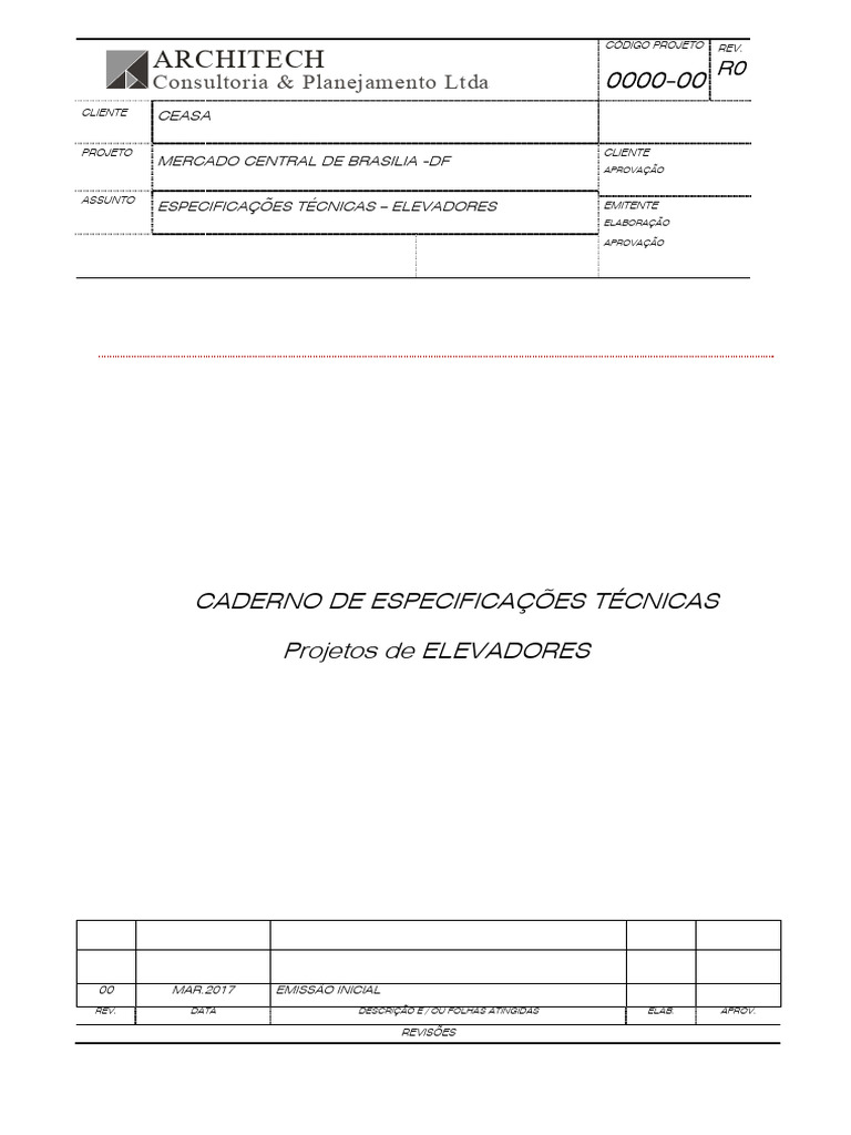 Caderno Especificacoes Tecnicas Elevador | PDF | Eletrônicos | Custo