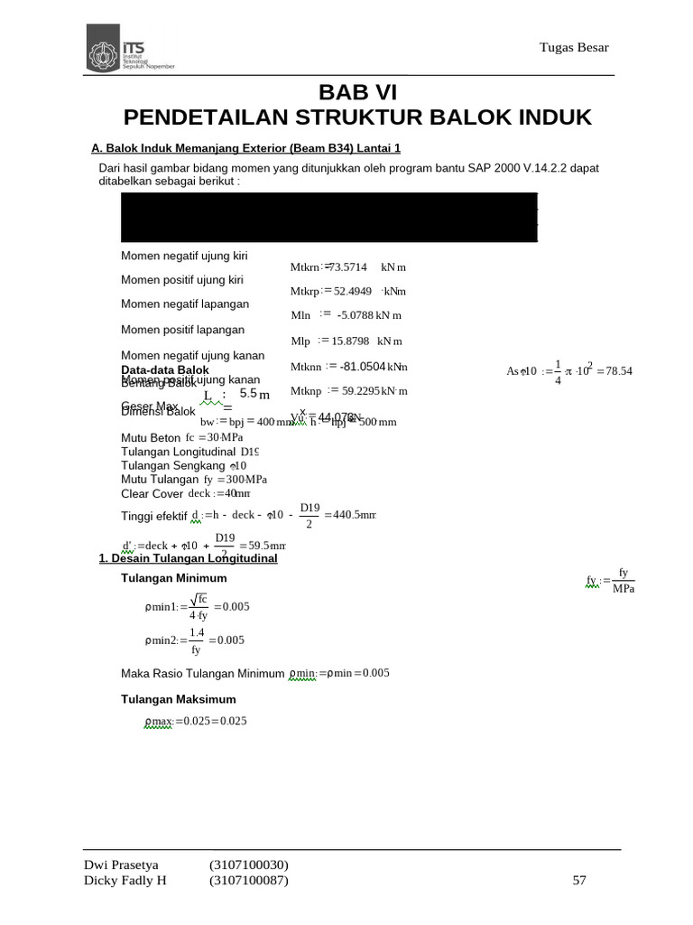 Bab 6 Perencanaan Balok Induk | PDF