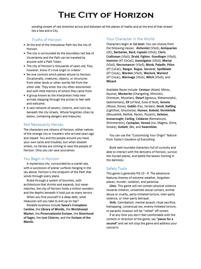 Horizon Packet | PDF